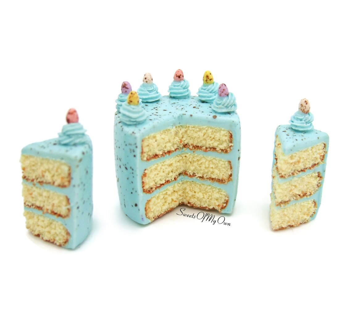 Miniature Light Blue Vanilla Sponge Cake Piped Frosting - Easter Theme ...