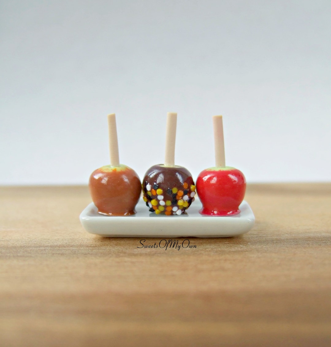Miniature Toffee + Chocolate Apples - Set of 3 - Dolls House Miniature ...