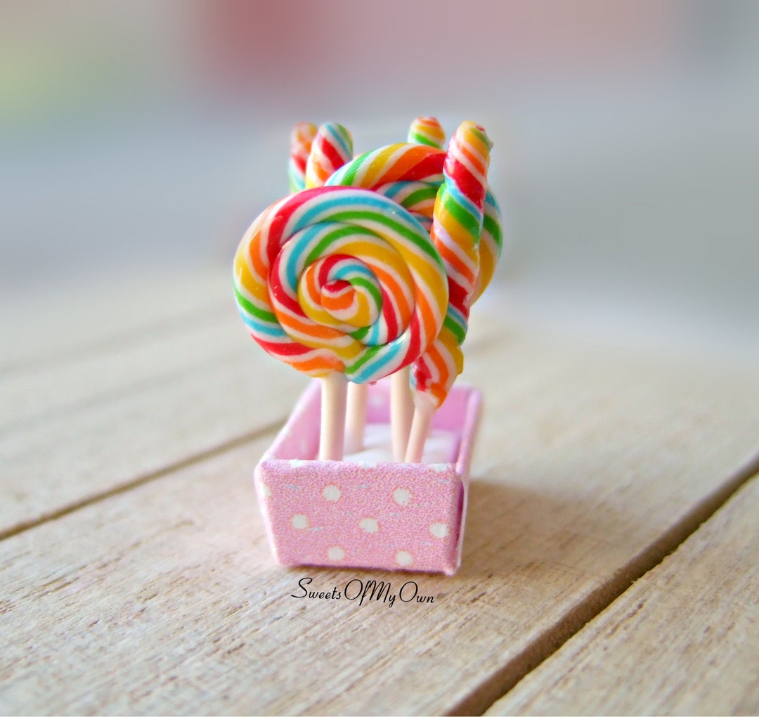 Miniature Rainbow Lollipops - Dolls House Miniature Food - Sweet Item ...