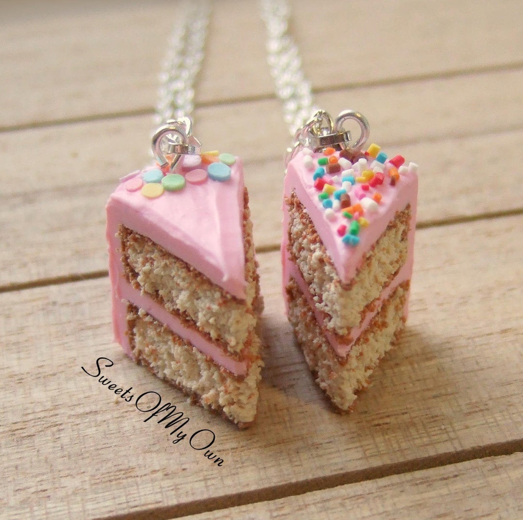 Pink Cake Necklace Cake Pendant Food Charm Handmade in - Etsy