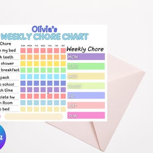 Editable Weekly Chore Chart for Kids| Kids Weekly Responsibility Chart ...