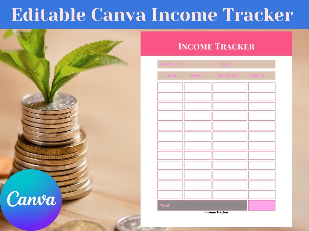 Editable Canva Income Tracker - Monthly Budget Planner, Expense Tracker ...