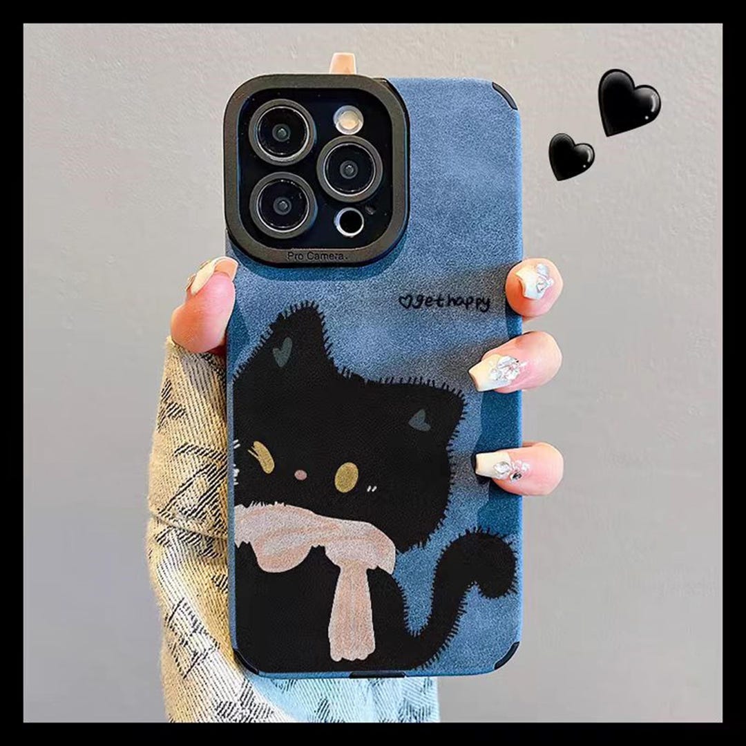 Phone Case Cartoon Heart Shape and Black Cat Protective Case for Apple ...