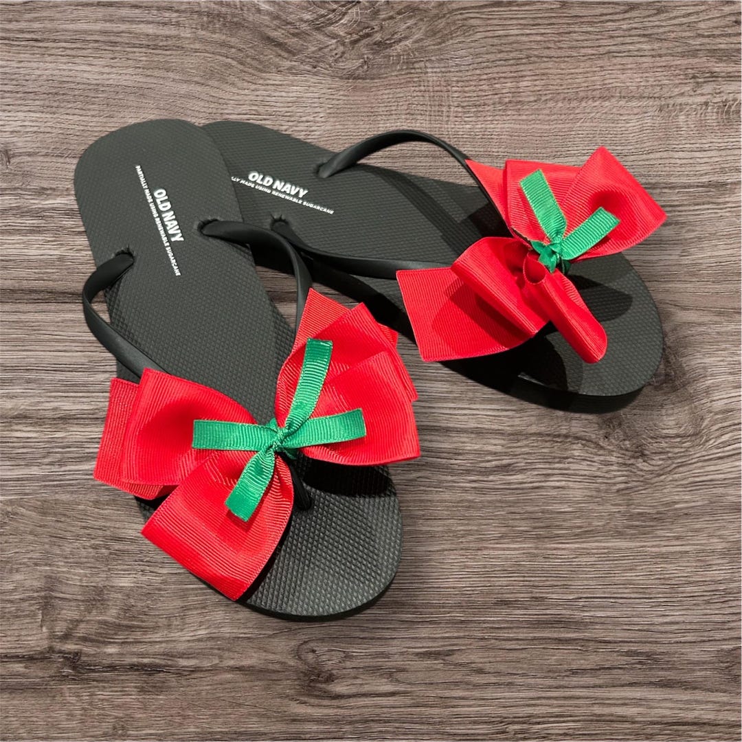Women’s Cute Christmas in July Flip Flop Sandals With Red Bows You ...