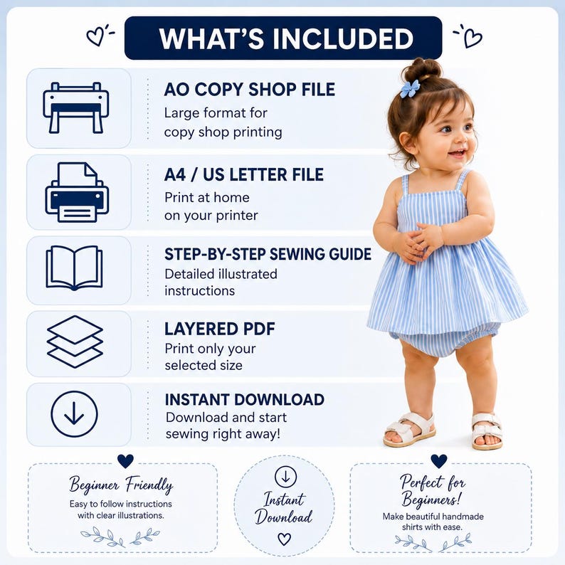 Baby Dress Pattern, Kids Bodysuit Romper Sewing Pattern PDF, Easy ...