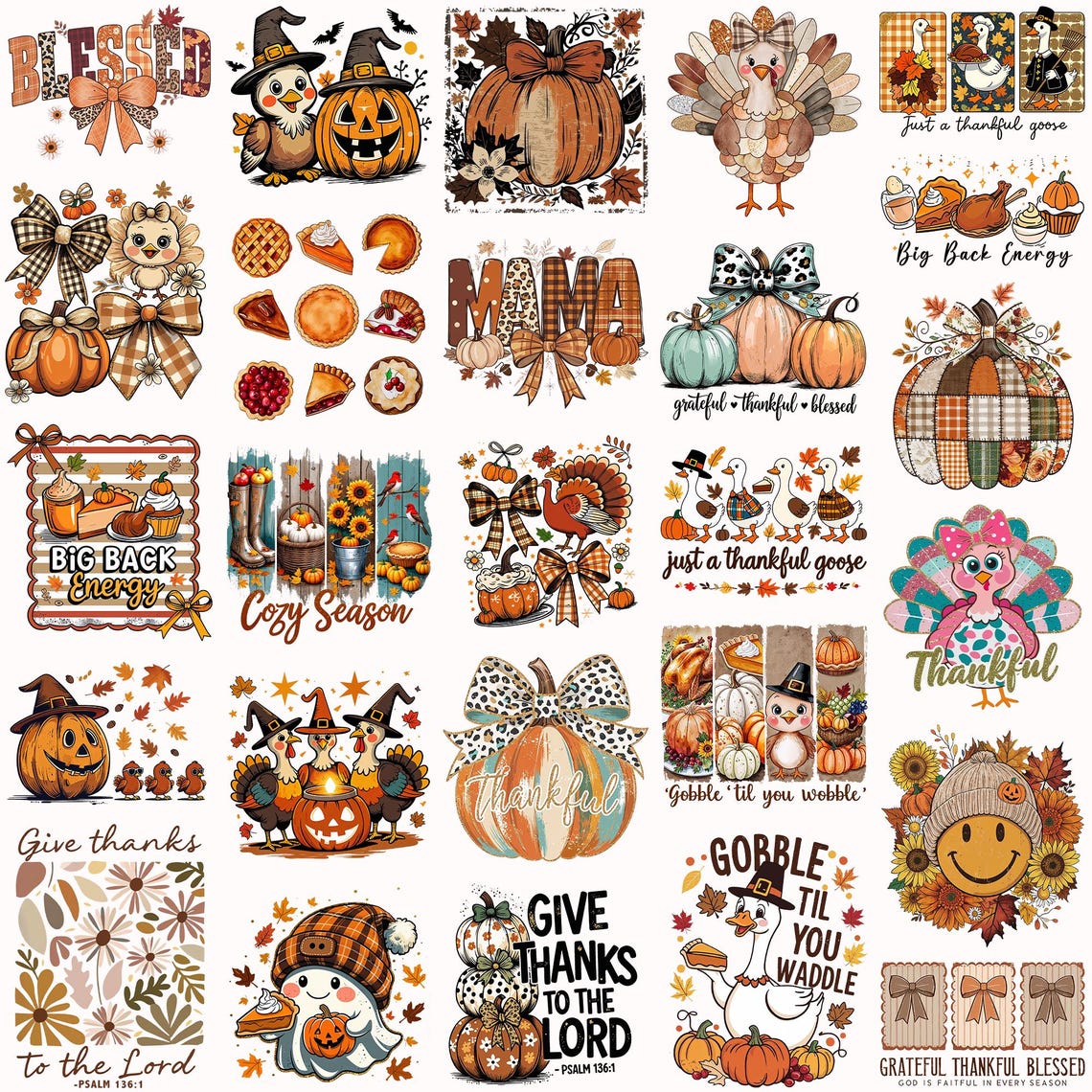Thanksgiving Png Bundle Autumn Goose Fall Thankful Mama Grateful ...