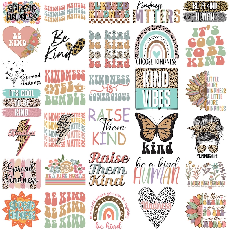 Kindness Svg Png Bundle Positive Inspirational Quotes Be Kind Human ...