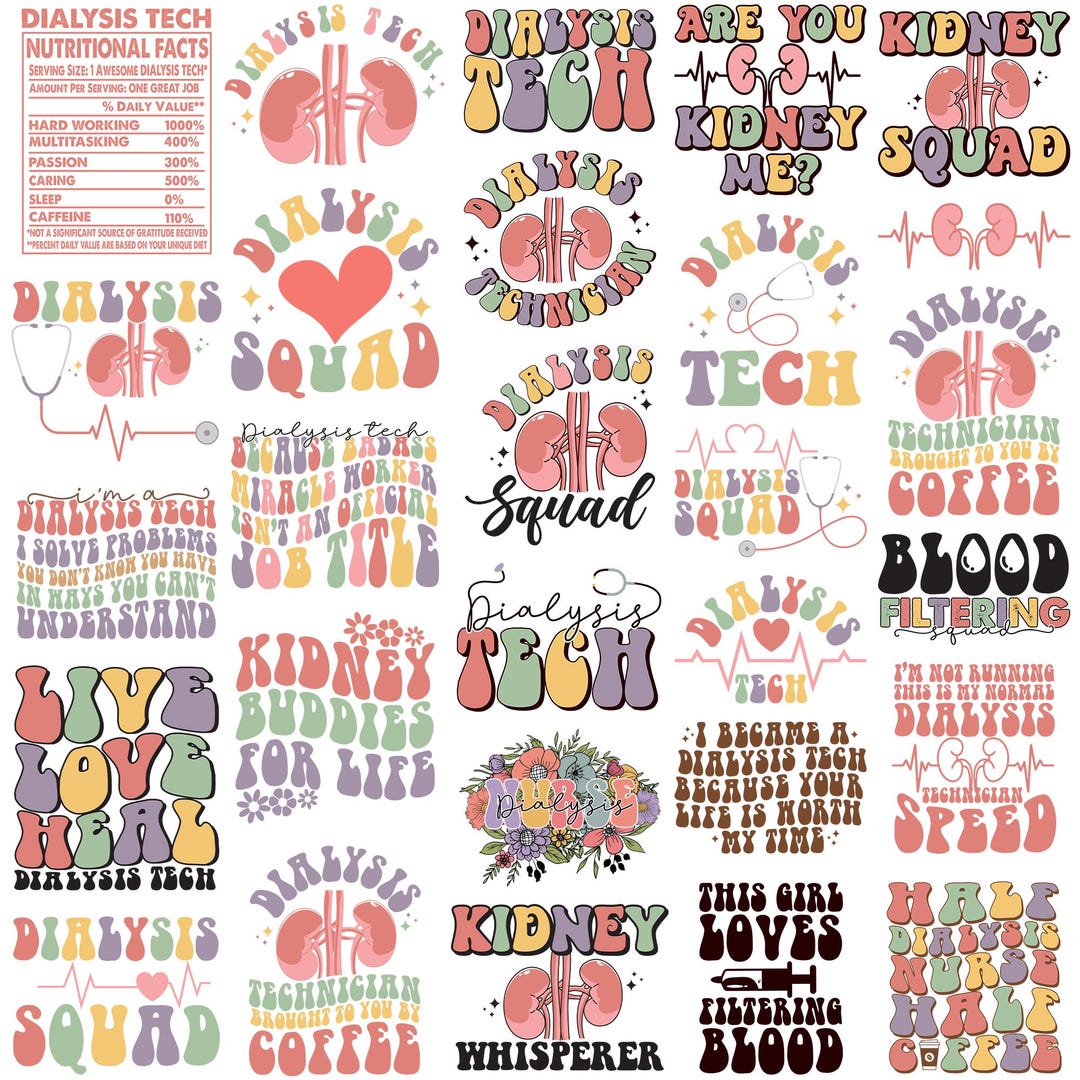 Dialysis Tech Svg Png Bundle Kidney Dialysis Technician Retro Boho ...