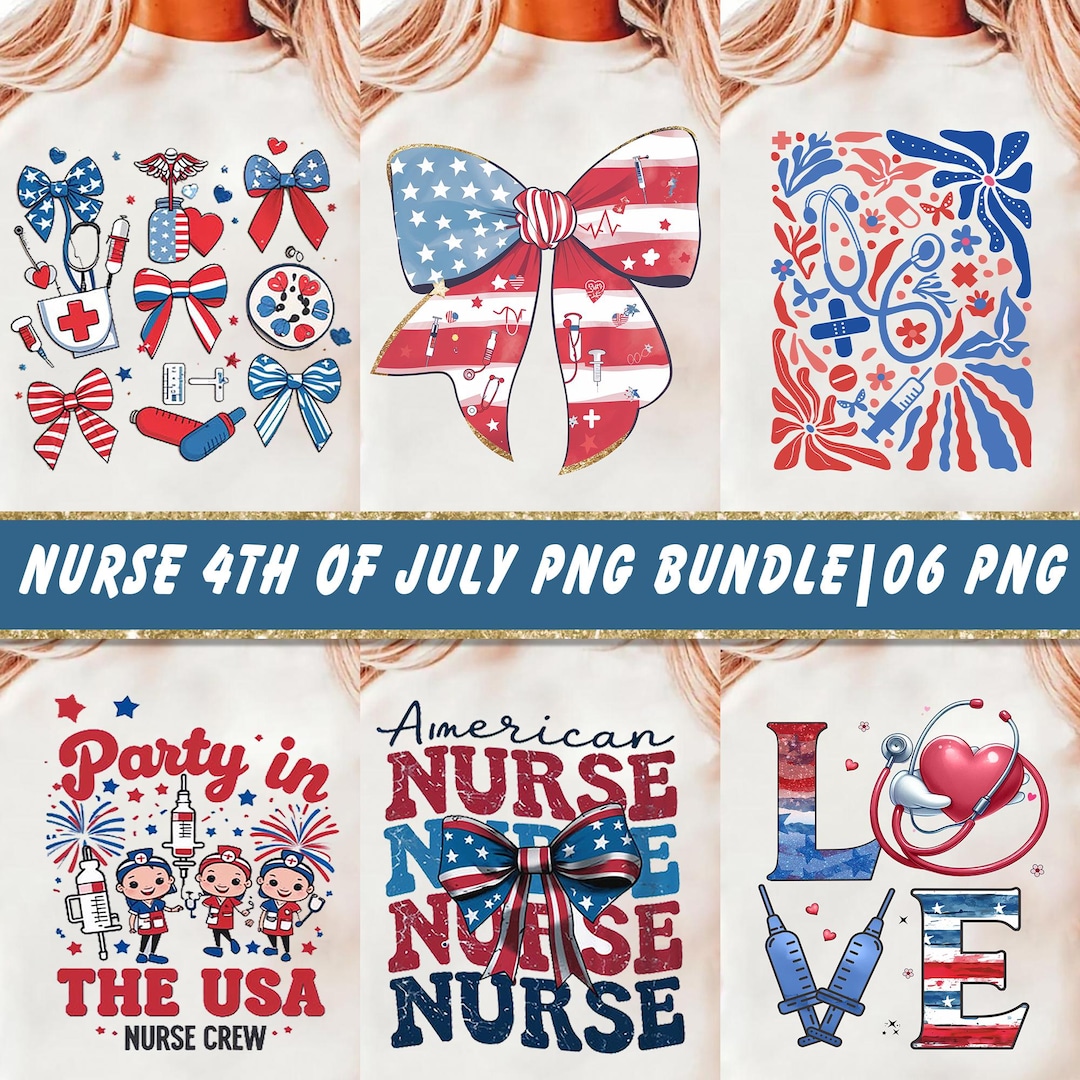 Nurse 4th of July PNG Bundle Retro Nurse Coquette Bow Party in the USA ...
