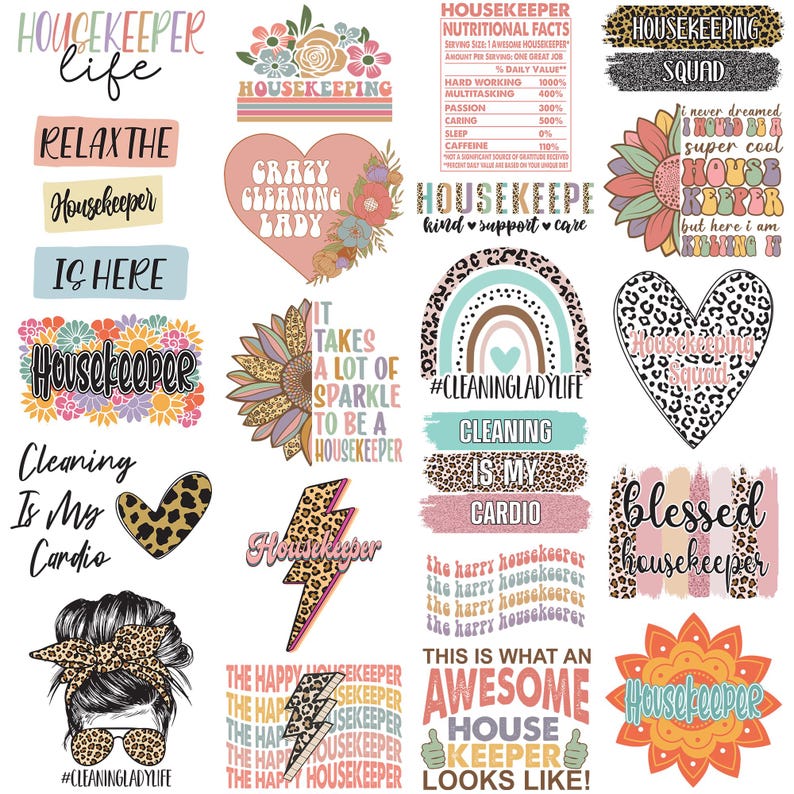 Housekeeper Svg Png Bundle Crazy Cleaning Lady Blessed Housekeeper ...