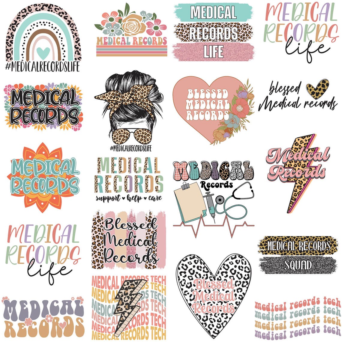 Medical Records Svg Png Bundle Blessed Medical Records Tech Life Heart ...