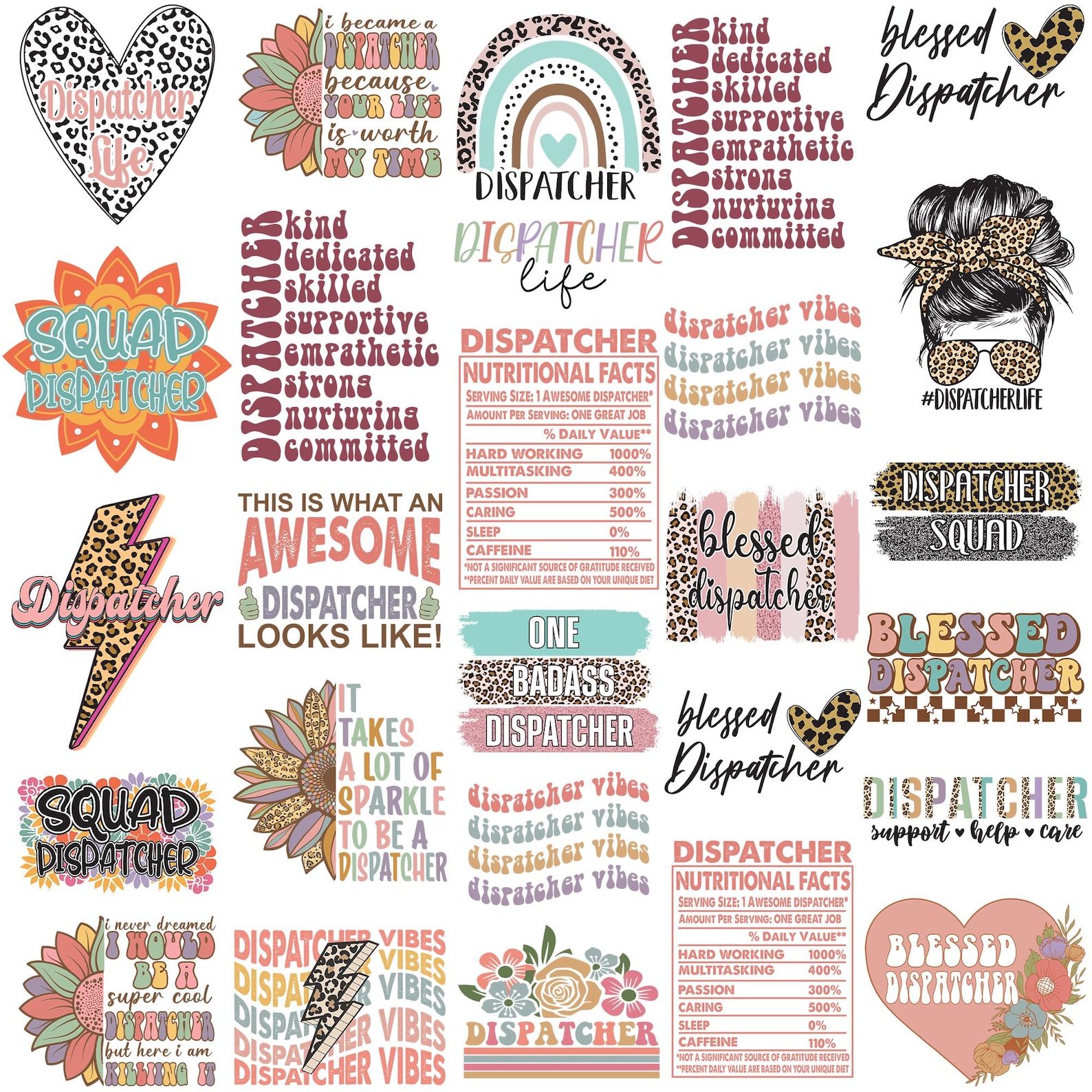 Dispatcher Svg Png Bundle Dispatcher Life Retro Boho Sayings One Badass ...