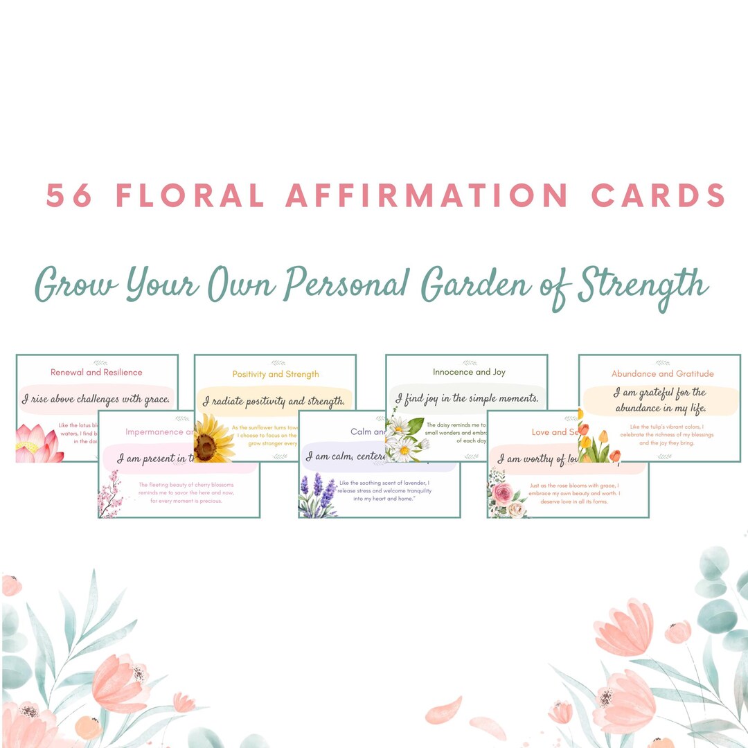 56 Floral Affirmation Cards for Women and Mothers - Garden of Strength ...