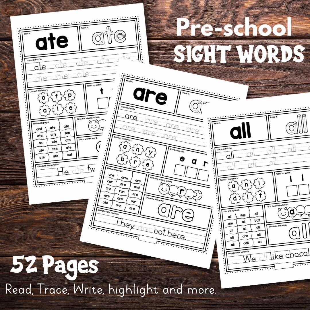 Sight Words Activities for Preschoolers Home School Printable Teacher ...