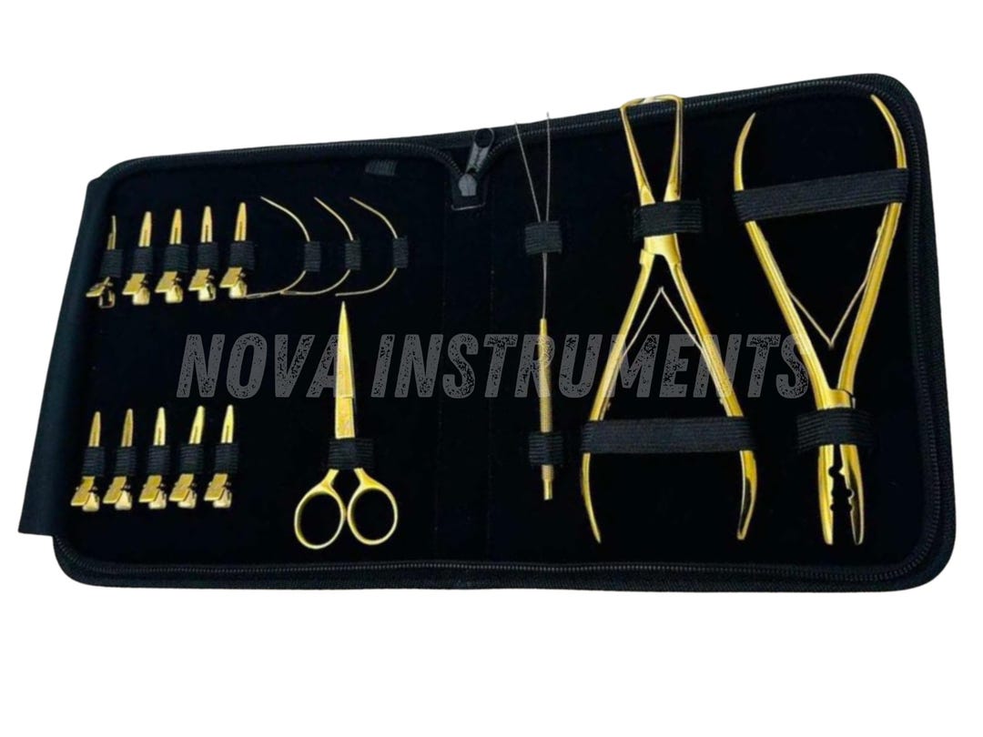 Stainless Steel Weft Extension Tool Kit: Pliers, Scissors, Clips ...