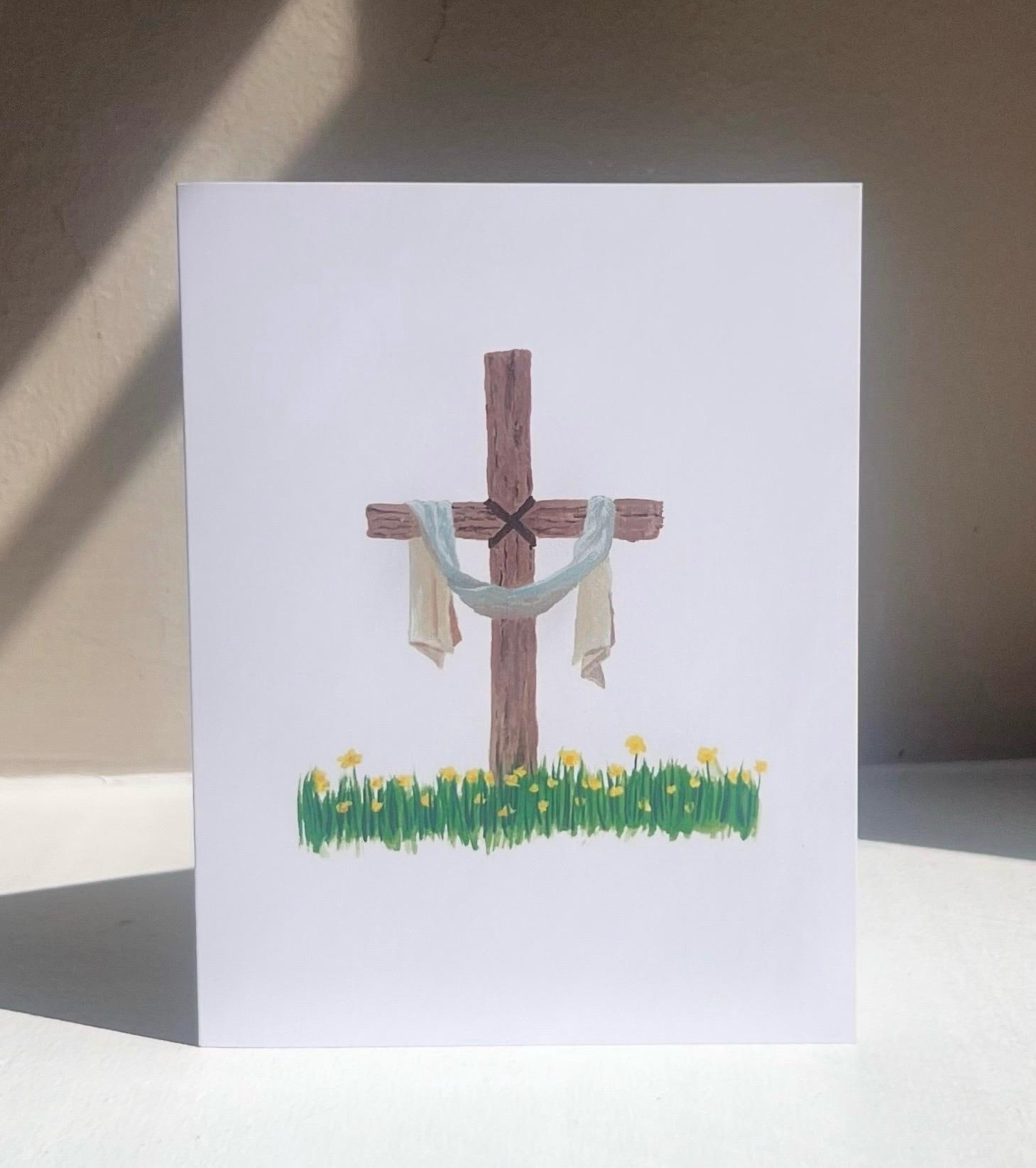 Hand-painted Easter Jesus Cross Card - Handpaintd Cross Artwork, Christian Easter Card, Cross ...