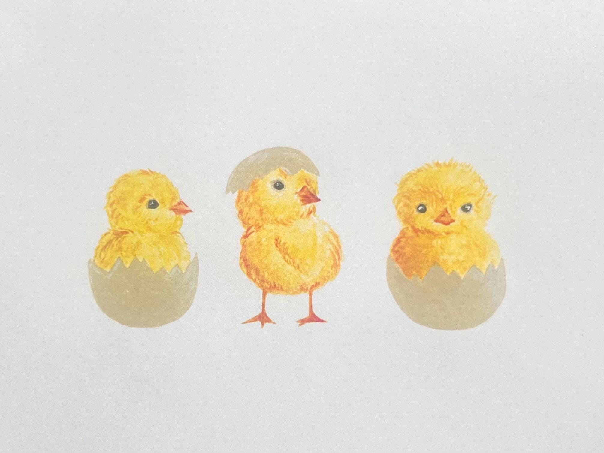 Hand-painted Easter Chicks Card - Sprint Greeting Card, Cute Baby Chick ...