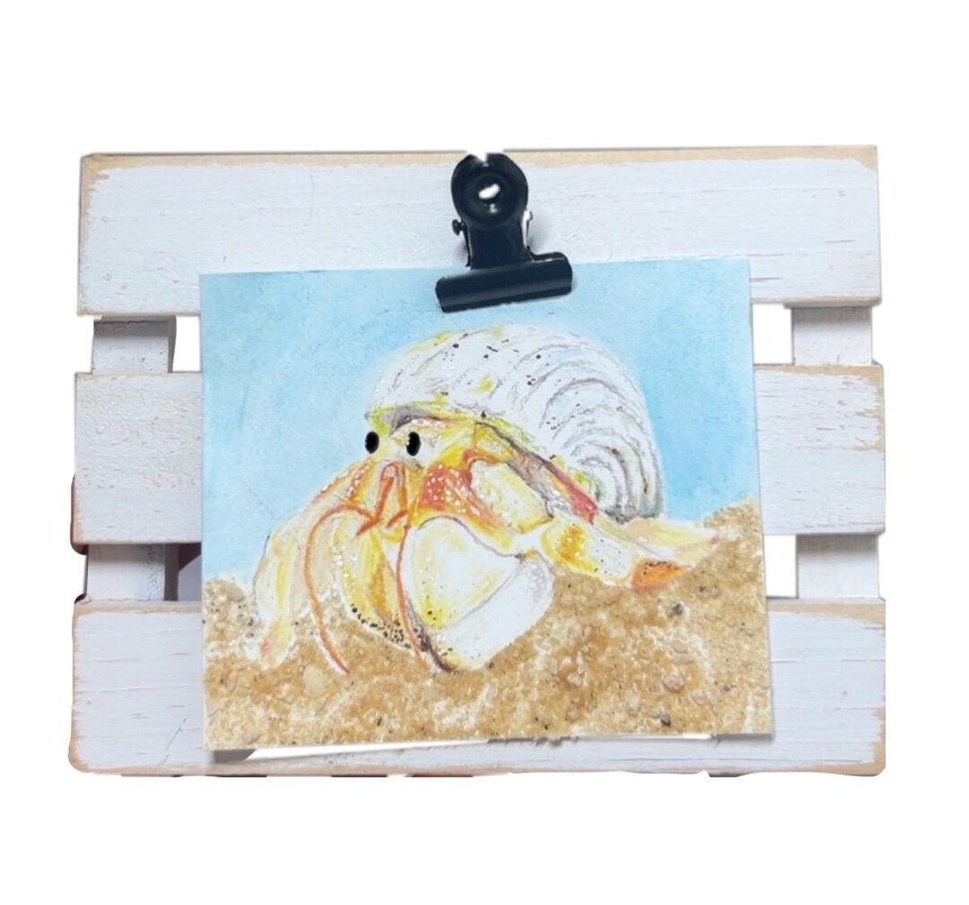Hand-painted Hermit Crab Art Print Beach Watercolor Artwork , Coastal ...