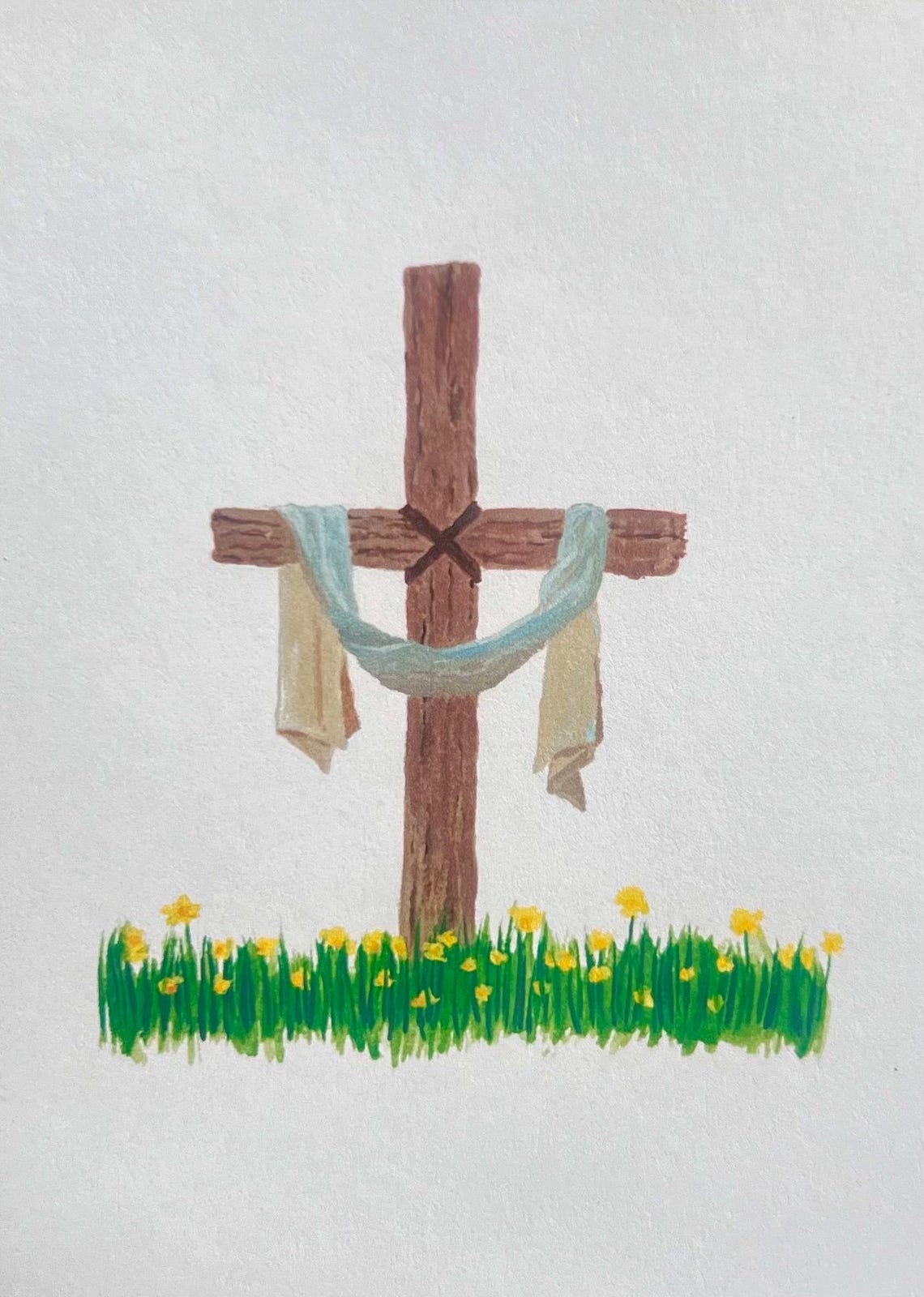 Hand-painted Easter Jesus Cross Card - Handpaintd Cross Artwork ...