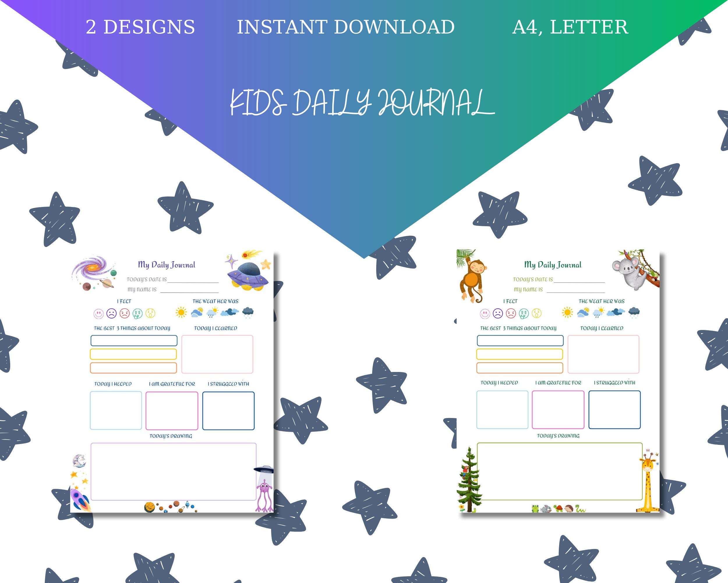 Printable Kids Daily Journal | Daily Reflection & Gratitude Journal for ...