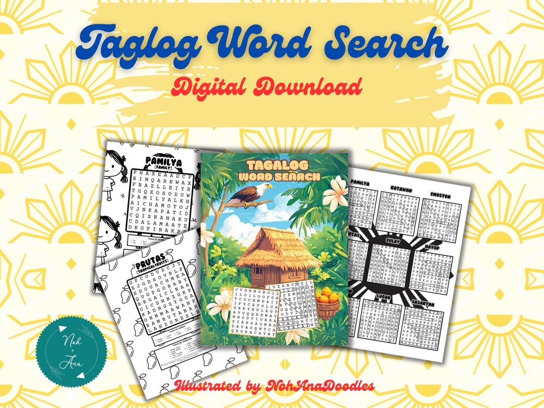 Tagalog Word Search Book | Filipino Puzzle Activity | Learn Tagalog for ...