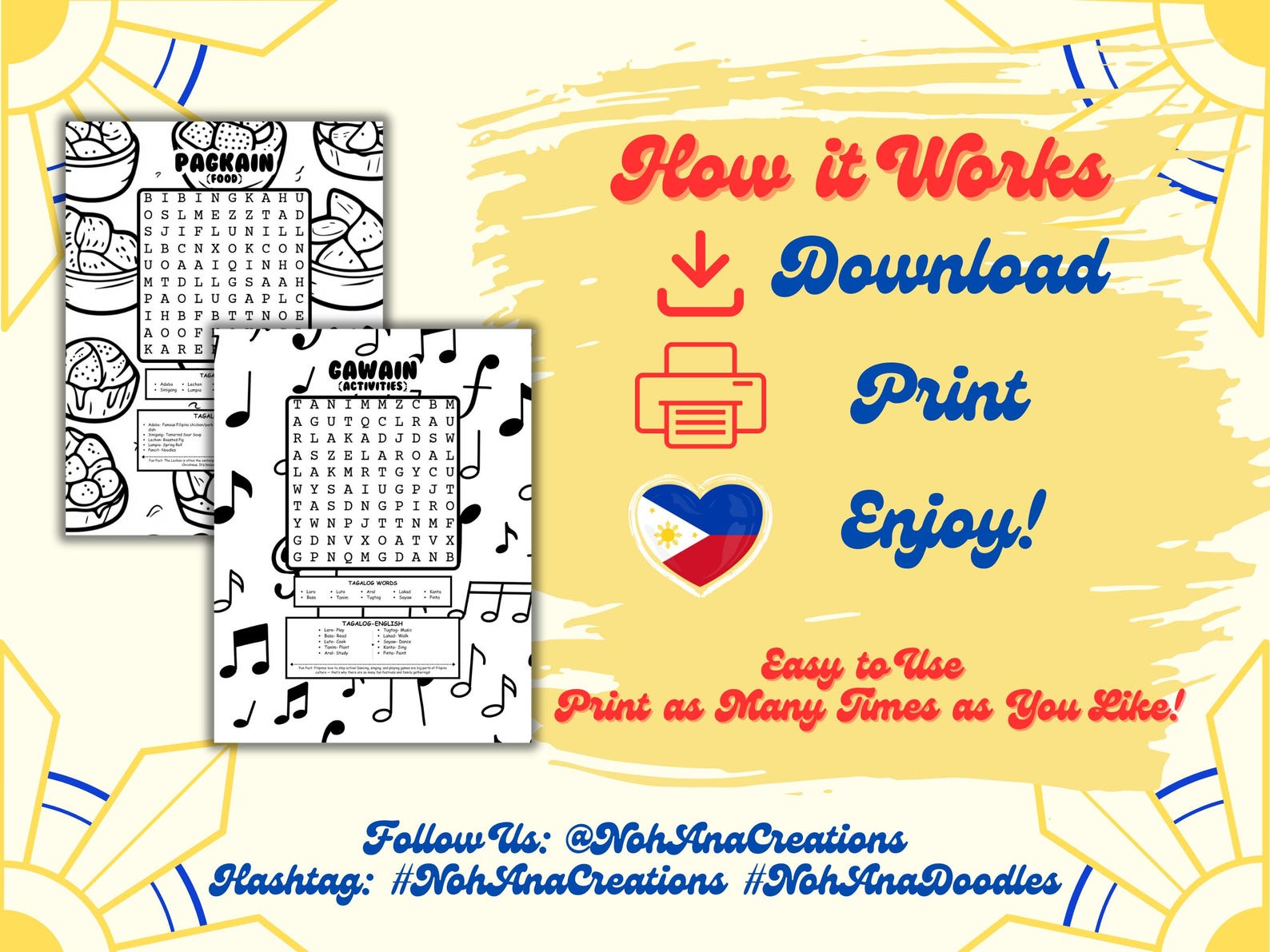 Tagalog Word Search Book | Filipino Puzzle Activity | Learn Tagalog for ...