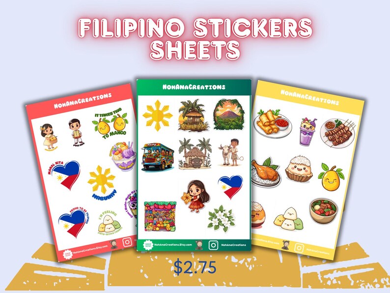 Filipino Sticker Sheet | Tagalog Words & Cute Designs | Pinoy Stickers ...