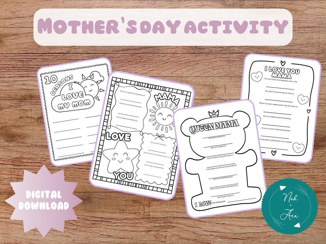 Mother’s Day Printable Pack – Cute & Sweet Kids Activity Pages - Etsy