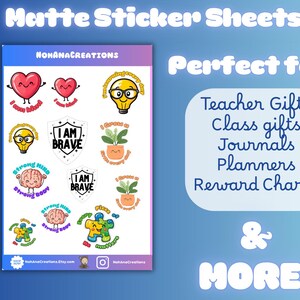 Positive Affirmations Stickers Sheets for Kids, Students and Teachers ...