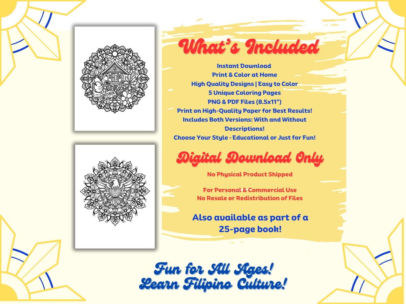 Filipino Mandala Inspired Mini Bundle Edition 5 - Printable Coloring ...