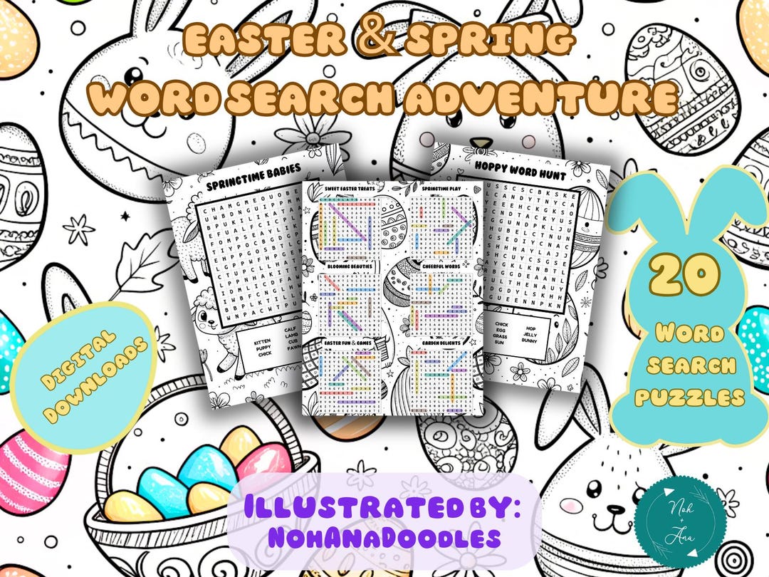 Easter & Spring Word Search Bundle – Fun Printable Puzzles for Kids ...