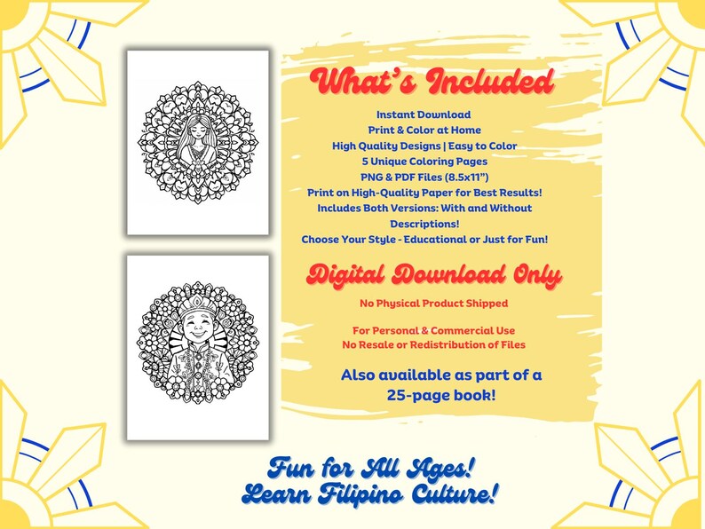 Filipino Mandala Inspired Mini Bundle Edition 4 - Printable Coloring ...