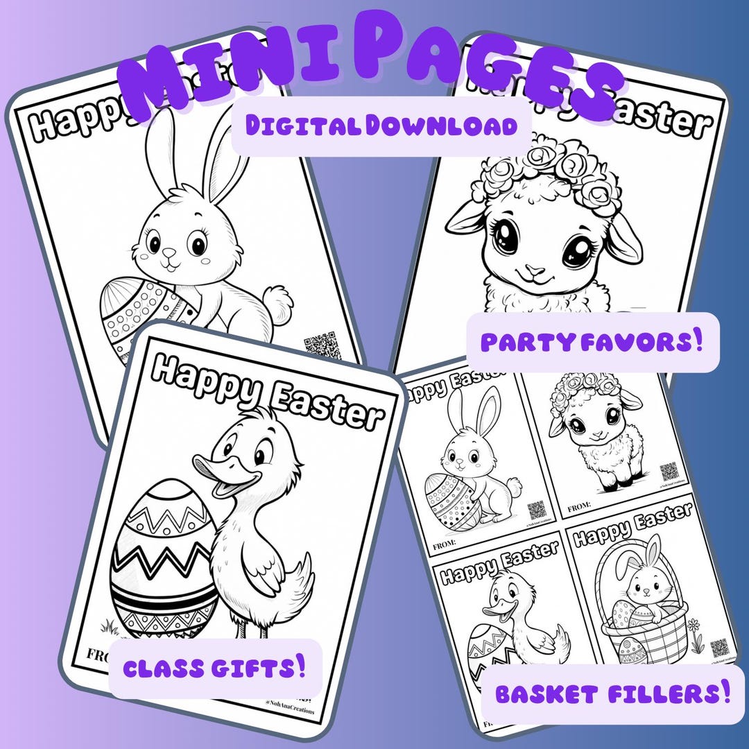 Easter Mini Coloring Pages | Printable Kids Activity | 4-in-1 Easter ...