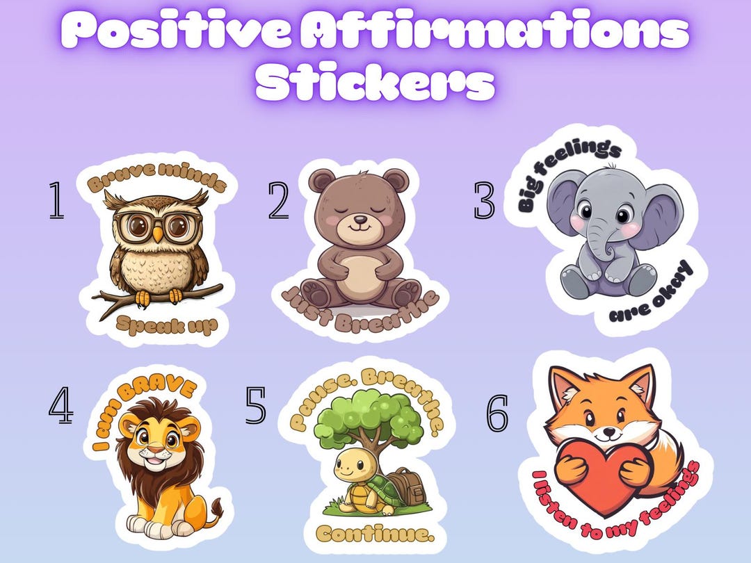 Positive Affirmation Stickers for Kids – Animals, Symbols & Self-love ...