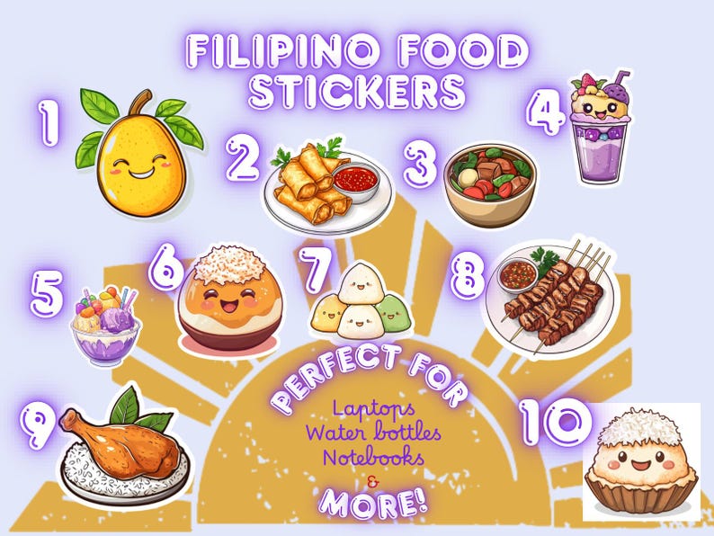 Filipino Stickers | Cute Filipino Food Stickers | Matte & Vinyl ...