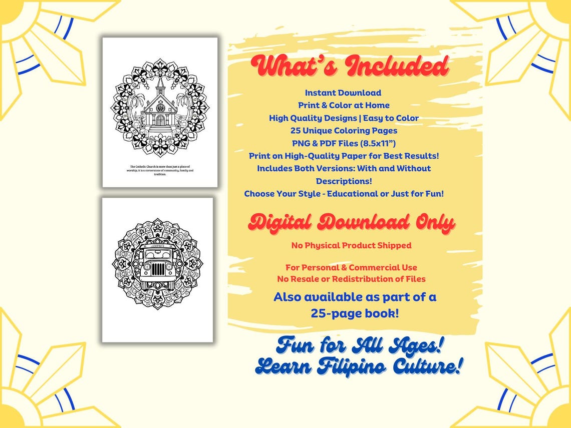 Filipino Mandala Inspired Coloring Book- for All Ages! - Etsy