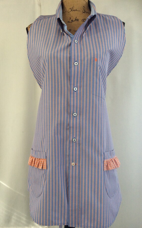 Kitchen & Dining Upcycled Fun Apron Blue and Yellow Pinstripes Fun ...