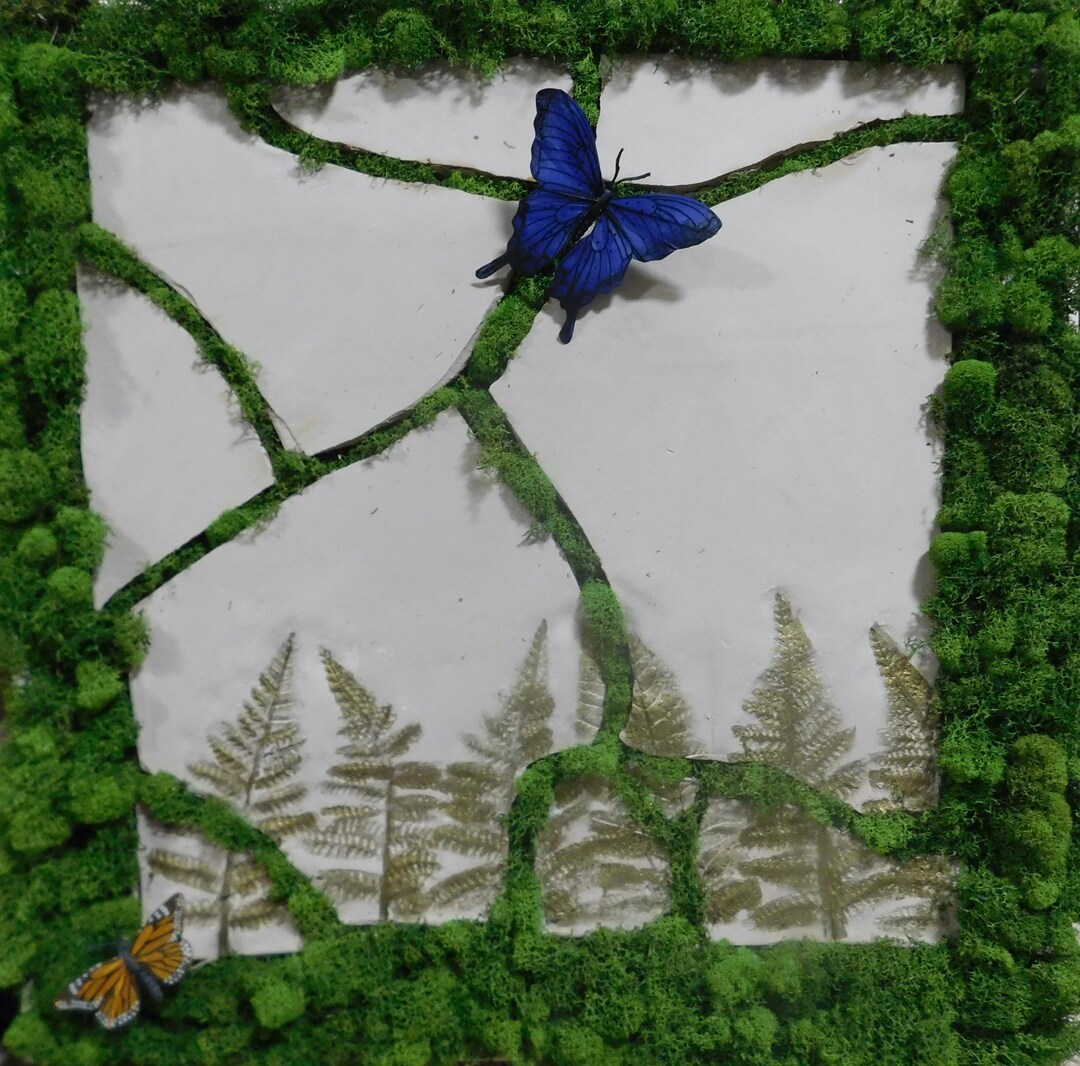 Fern, Moss & Butterfly Clay Wall Art - Etsy