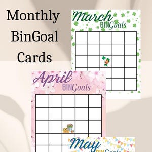 Monthly Bingo Card Vision Board Template for Goal Setting - 12 Months ...