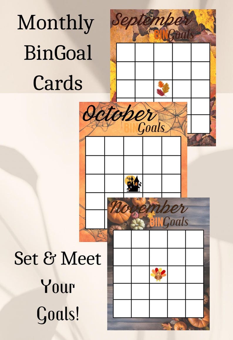 Monthly Bingo Card Vision Board Template for Goal Setting - 12 Months ...