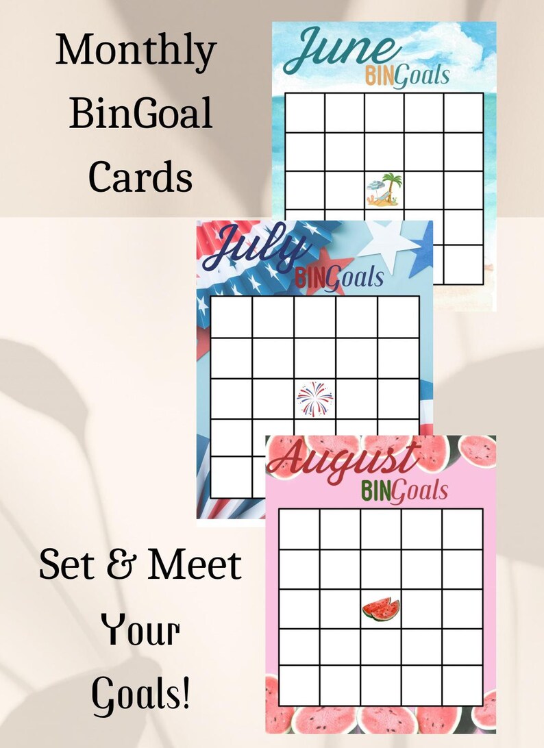 Monthly Bingo Card Vision Board Template for Goal Setting - 12 Months ...