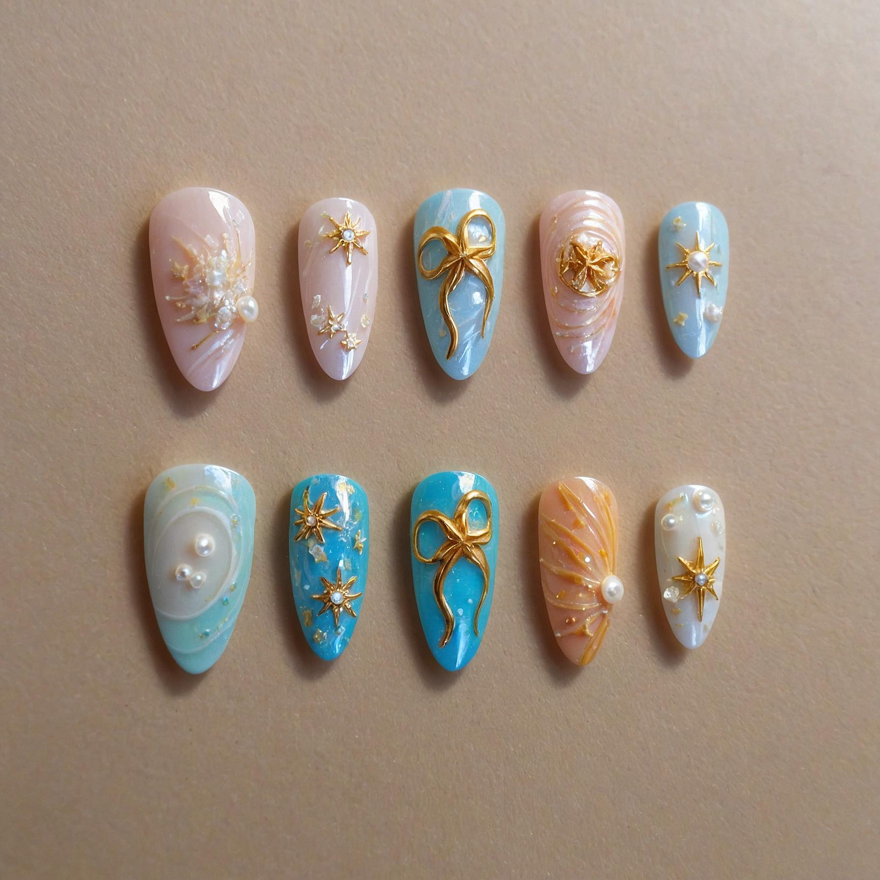 Ocean-inspired Designs With Flowers, Seashells, Starfish, Tropical ...