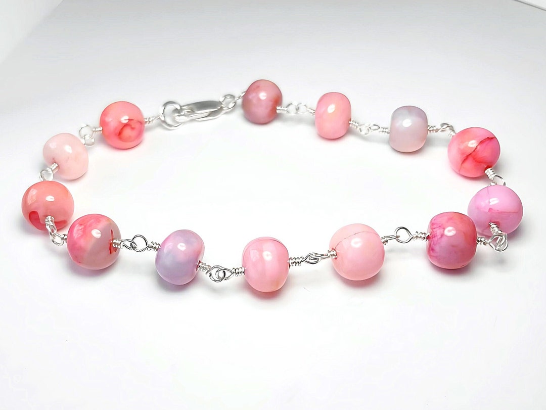 Opal Candy Bracelet, Very Pink and Purple Opal Gemstone Bracelet ...