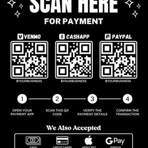 Scan to Pay Template, Qr Code Sign, Small Business, Editable Canva ...