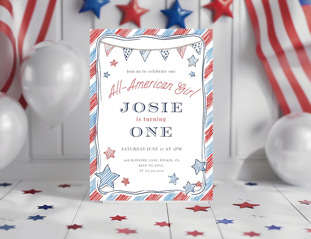 All American Baby Shower Invitation Template, 4th of July Baby Shower ...