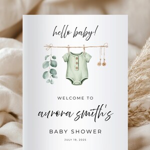 Boy Baby Shower Welcome Sign Template, Boho Boy Baby Shower, Neutral ...