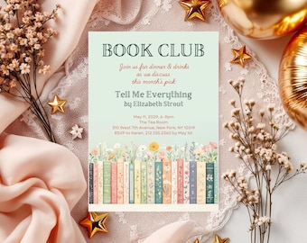 Book Club Invitation, Printable Book Club Invitation, Canva Book Club ...