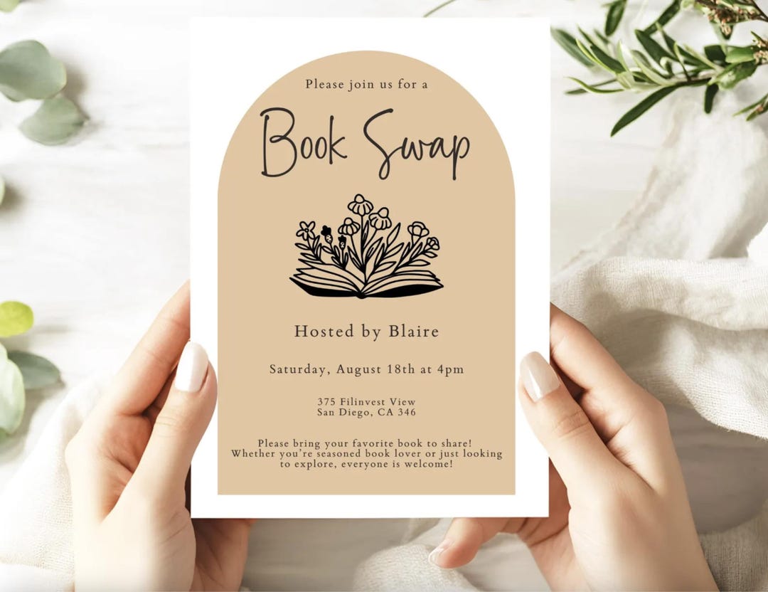 Editable Book Swap Invitation - Book Club Invitation - Book Lovers ...