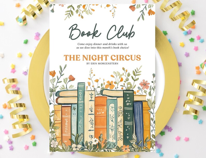 Book Club Invitation, Printable Book Club Invitation, Canva Book Club ...