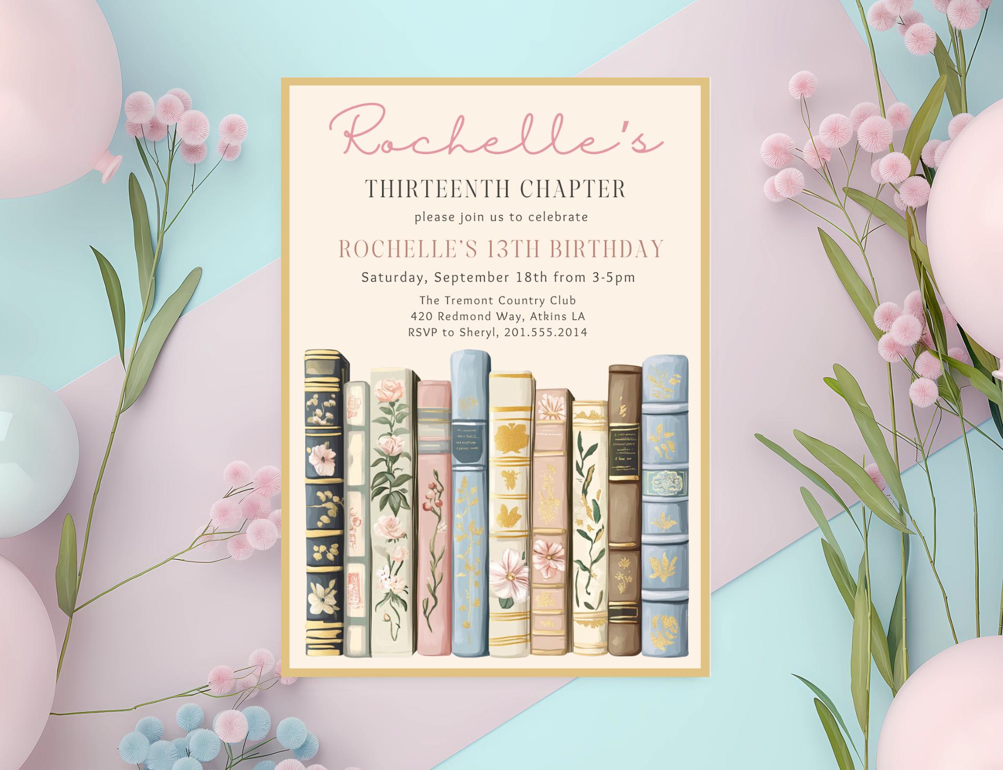 Book Birthday Invitation Template Link Literature Party Book Club ...